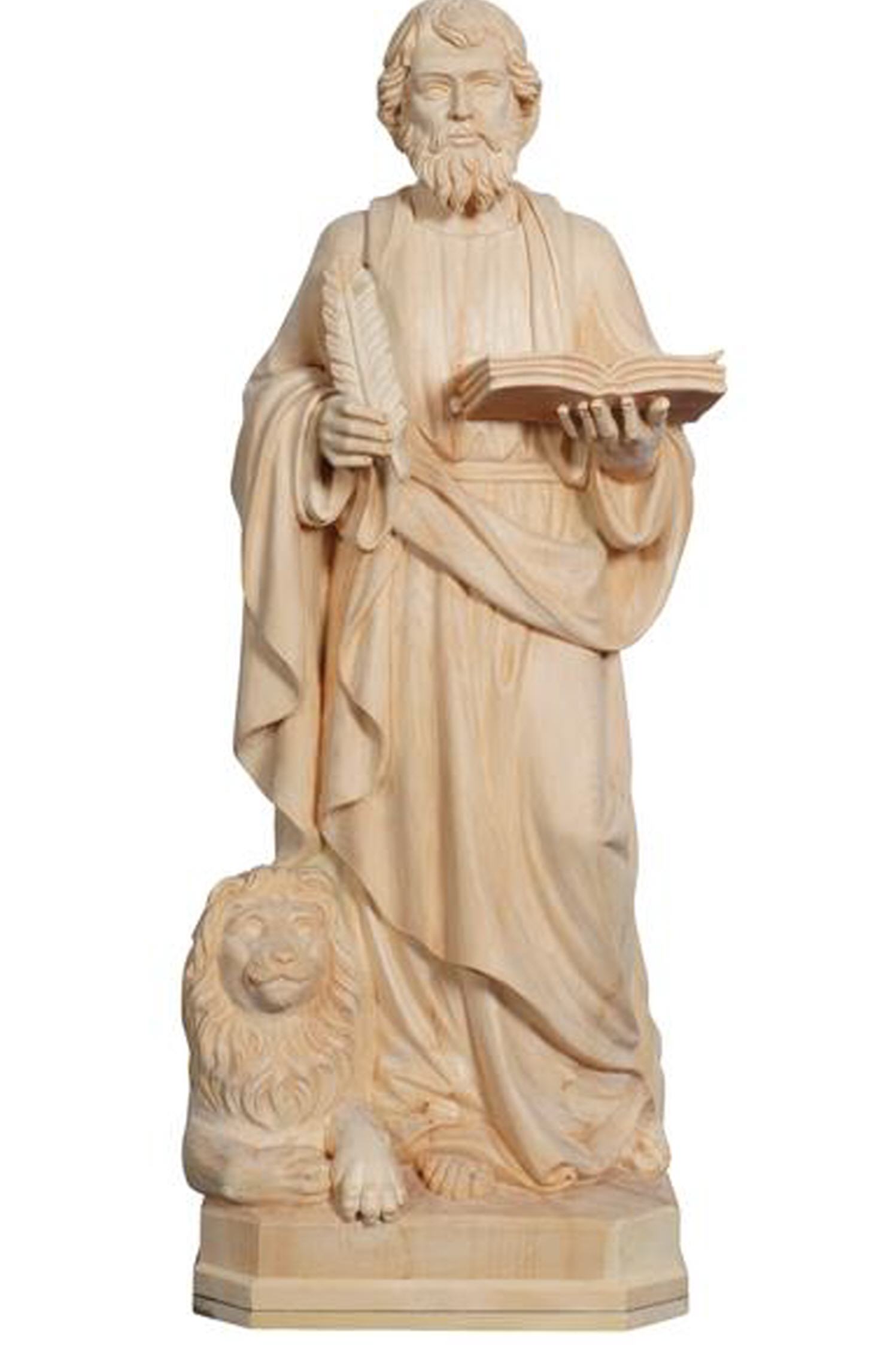 Hl. Markus Evangelist mit Löwe, Holzfigur